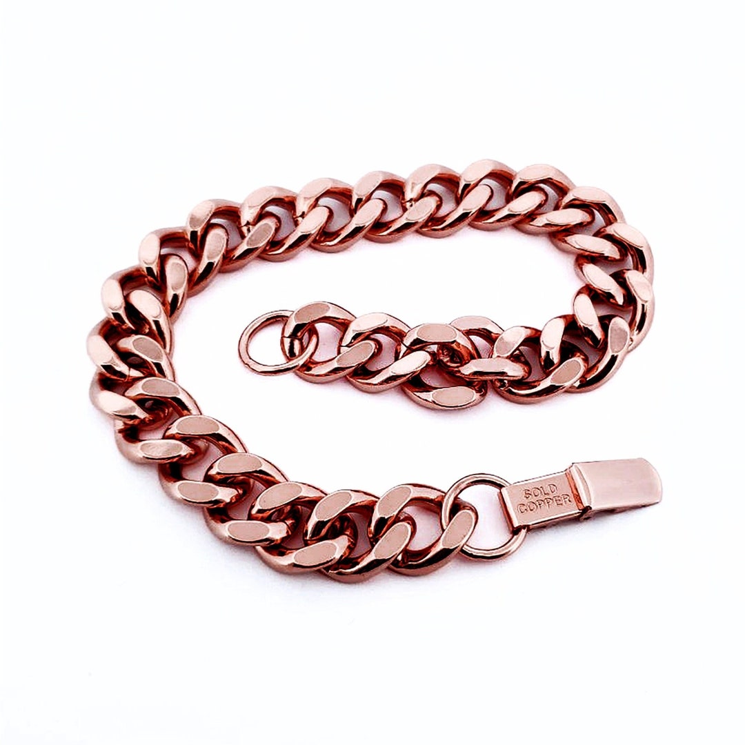 MENS HEAVY Copper Bracelet, Heavy Copper 9-inch Miami Link Bracelet ...