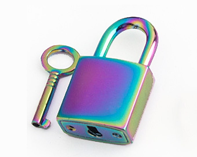 RAINBOW METAL Padlock, Iridescent Lock, Titanium Lock and Key, Purse ...
