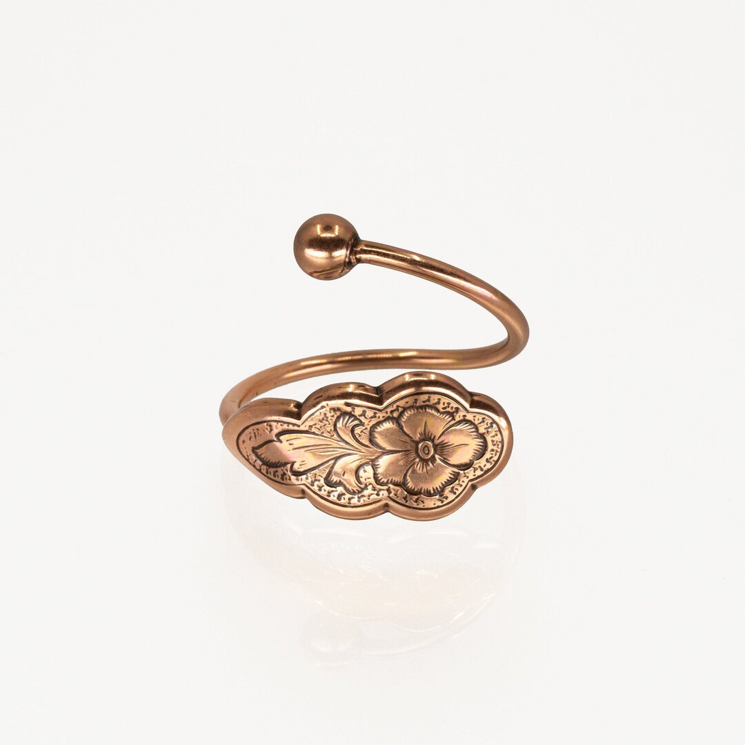 Pure Copper Flower Bypass Ring Solid COPPER Adjustable Flower - Etsy