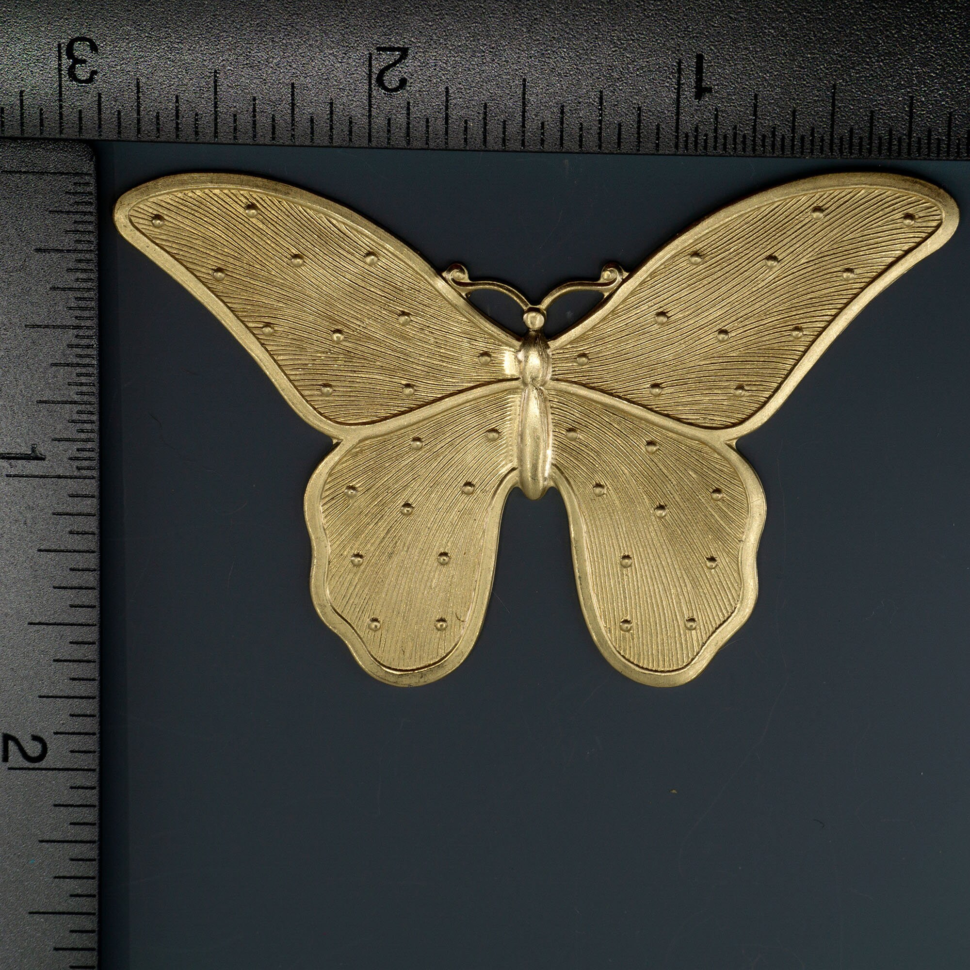 Large Brass Butterfly Pendant: Unplated Insect Stamping (2.75x2 Inches ...