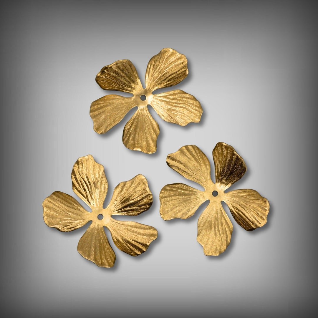Large Brass Rivet Flowers, Ribbed Brass Flower, Brass Stampings ...