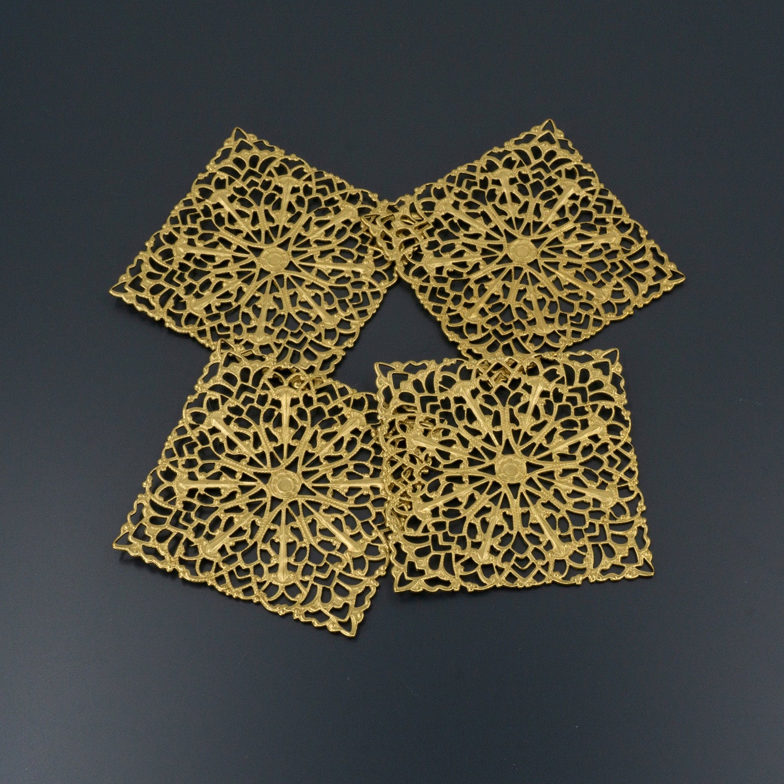Filigree Brass Squares Gold Brass Squares Filigree Stamping - Etsy
