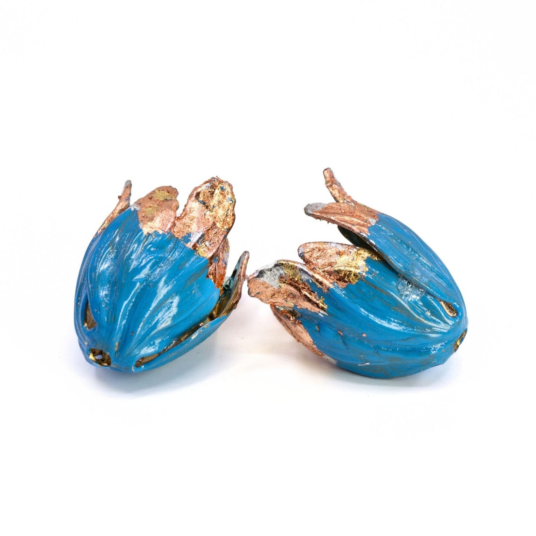 NEW Gilded Hand Painted Tulip Bead Caps, Fancy Artisan Bead Caps, Hand ...