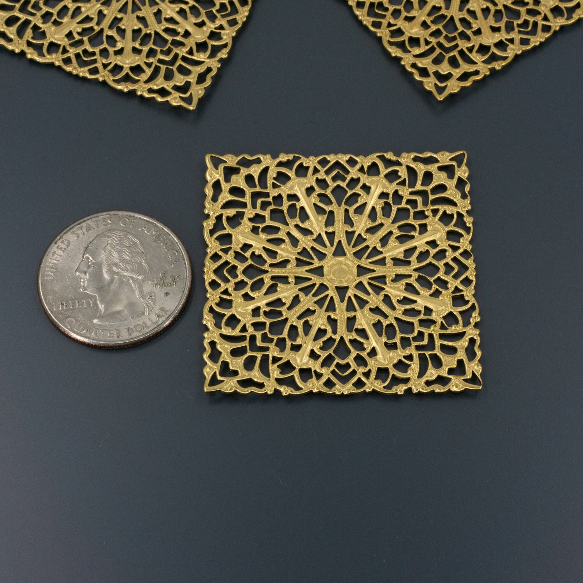 Filigree Brass Squares Gold Brass Squares Filigree Stamping - Etsy