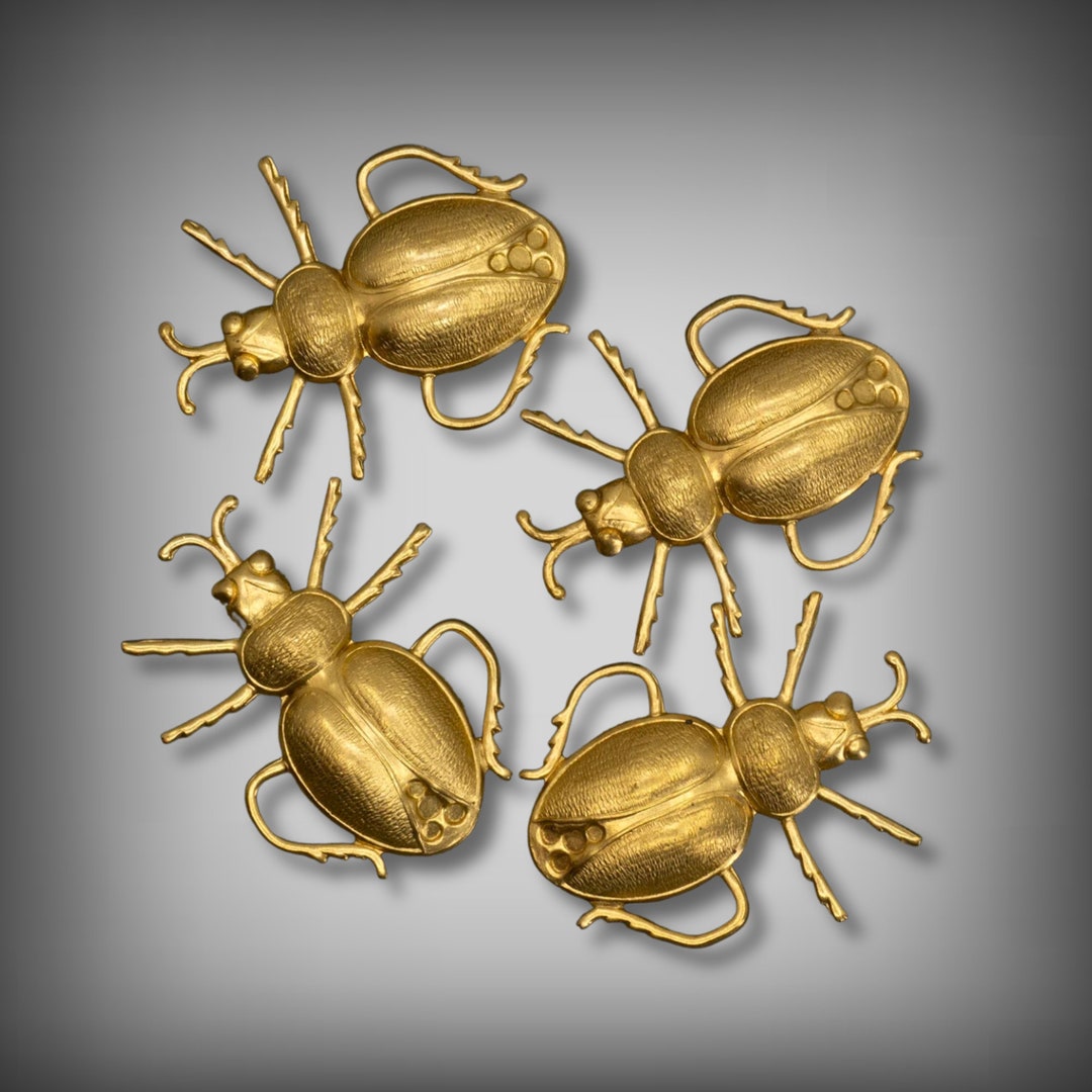 Brass Beetle Bugs, Unplated Brass Insects, Jewelry Components, Jewelry ...