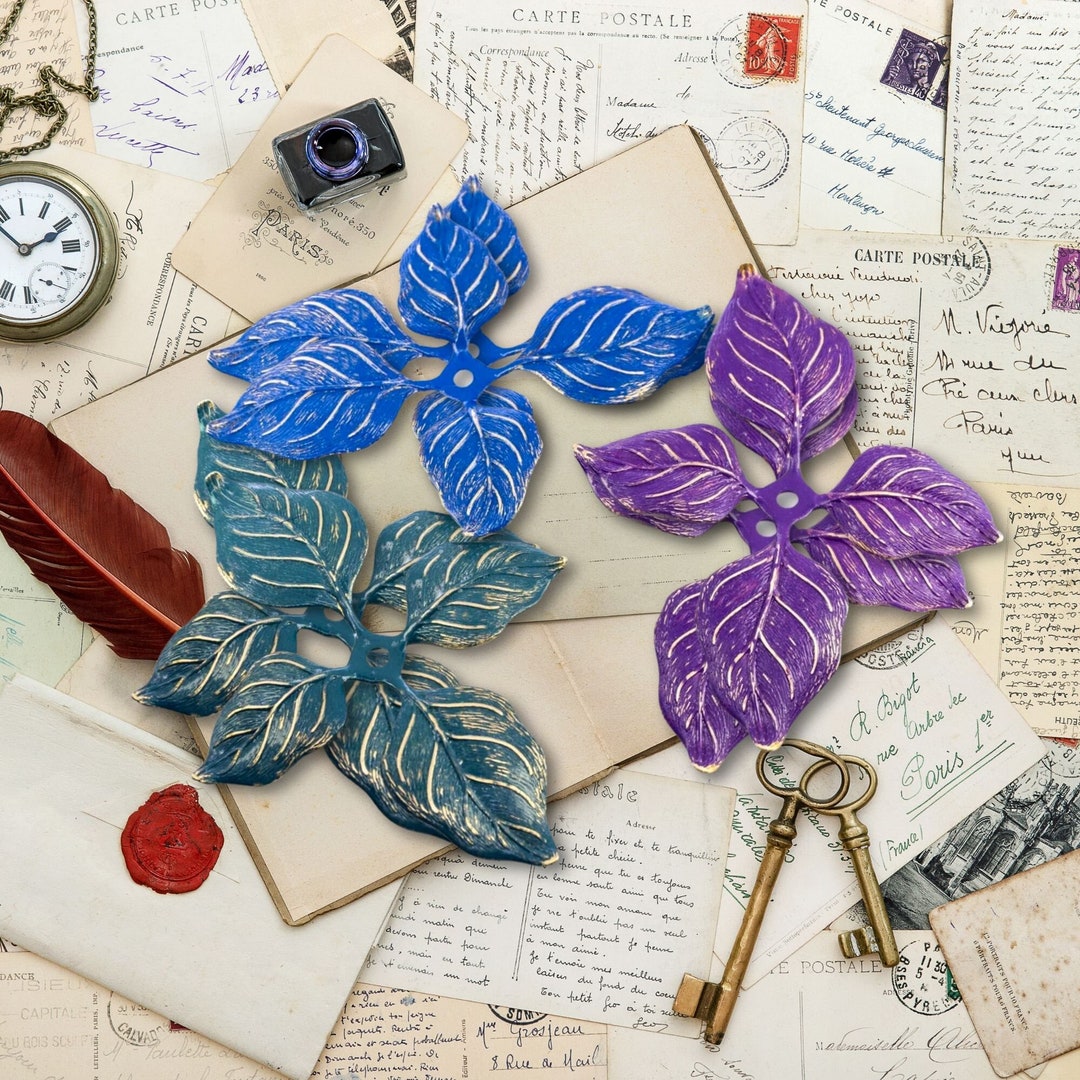 Hand Painted Brass 4 Petal Rivet Spray for Jewelry Making, Medium Size ...