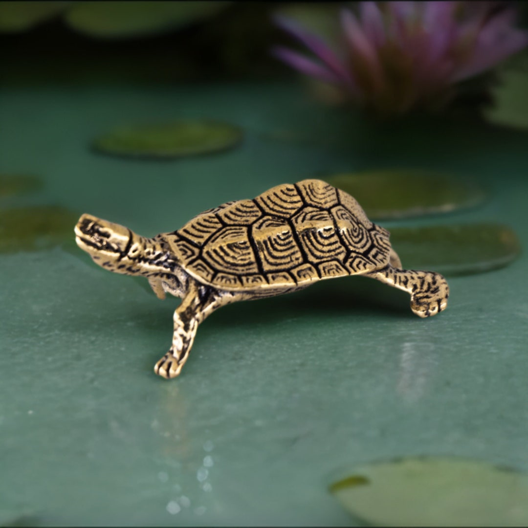 Mini 3-D Heavy Bronze TURTLE Figurine, Solid Heavy Weight Home Decor ...