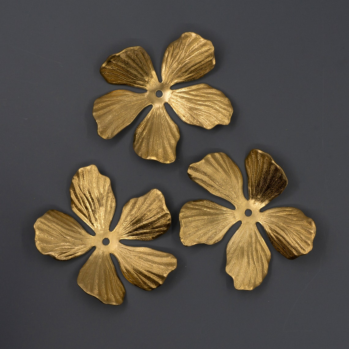 Large Brass Rivet Flowers Ribbed Brass Flower Brass - Etsy
