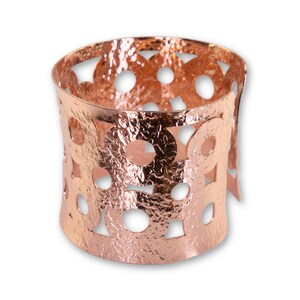 Solid COPPER Wide Cutout Copper Statement Cuff Bracelet, Pleated Cutout ...