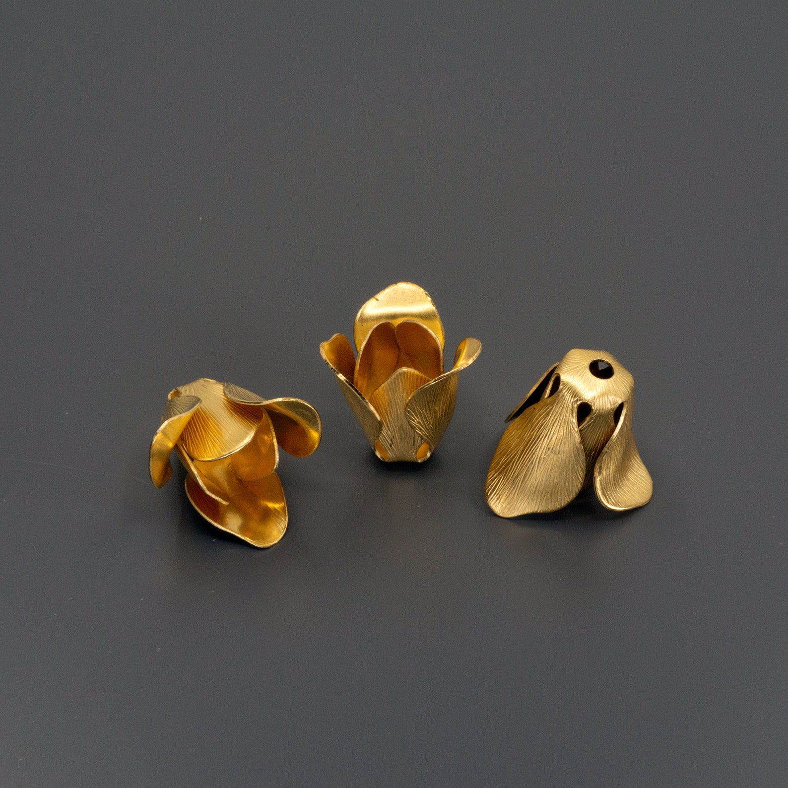 Brass Bead Caps, Brass Rose Bud Bead Caps, Fancy Bead Caps, Double ...