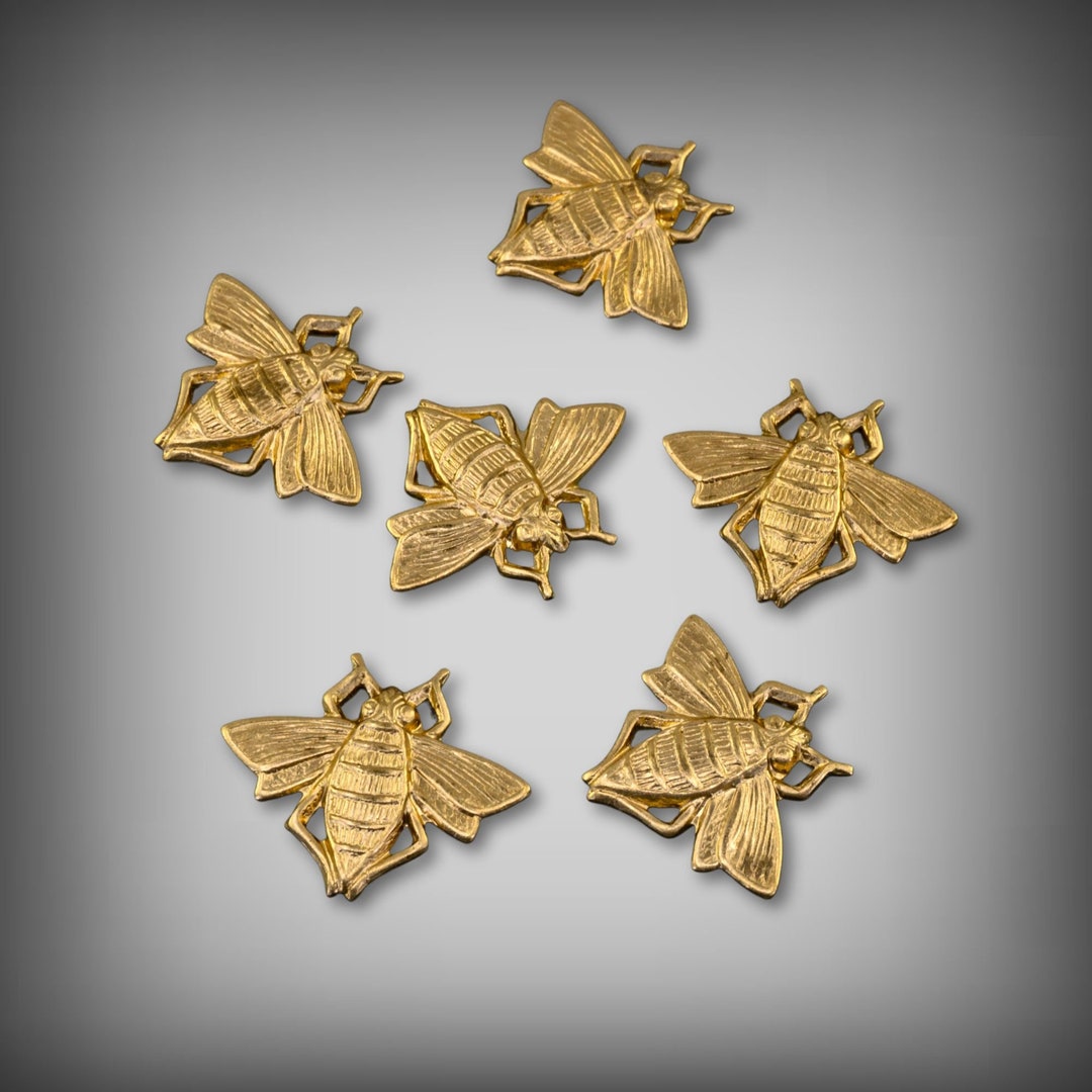 Brass Honeybees, 6 Mini Brass Bees, Brass Insect Stampings, Brass ...