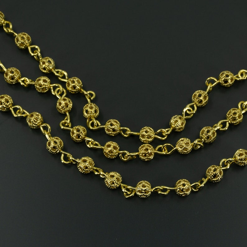 Filigree Chain Filigree Brass Rosary Chain Gold Brass Chain - Etsy