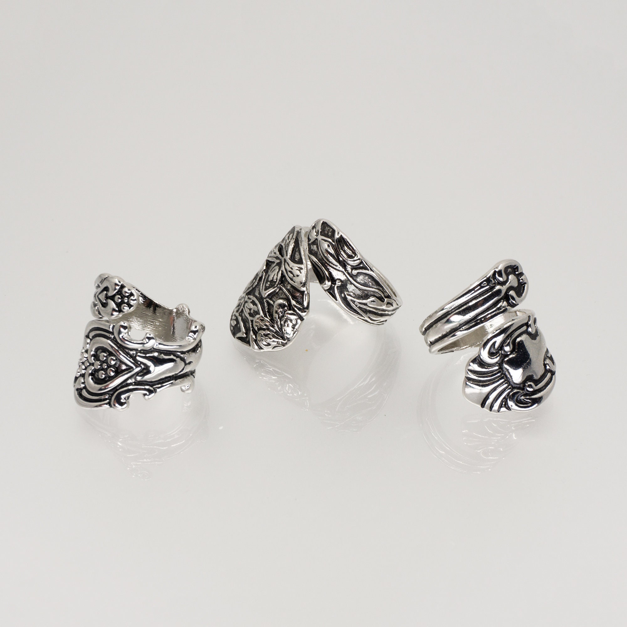 Silver Spoon Ring Floral Spoon Ring Thumb Ring Retro Ring - Etsy