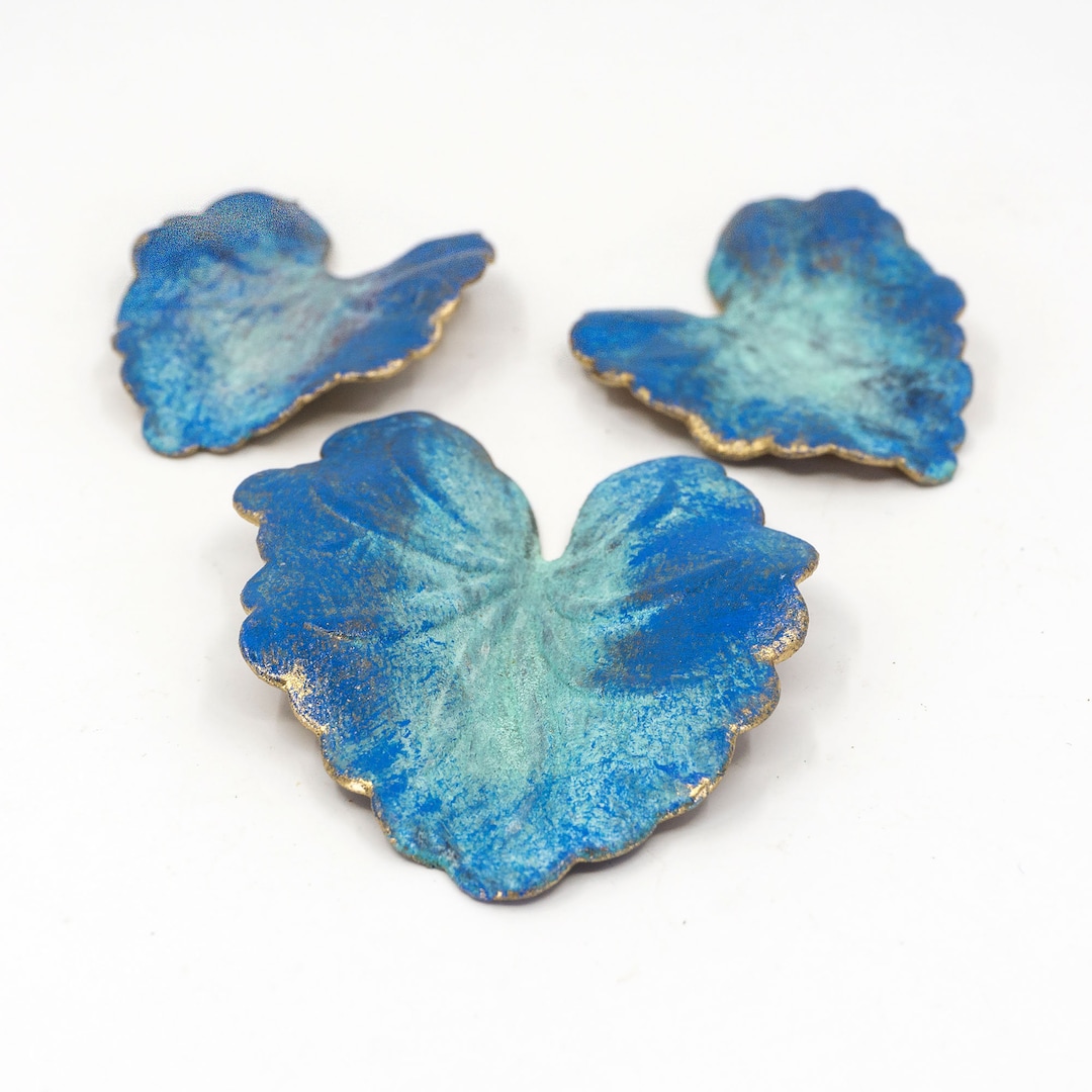 Ornate Hombre Patina Brass Leaf, Patina Leaf Stampings, Verdigris Leaves, Jewelry Findings ...
