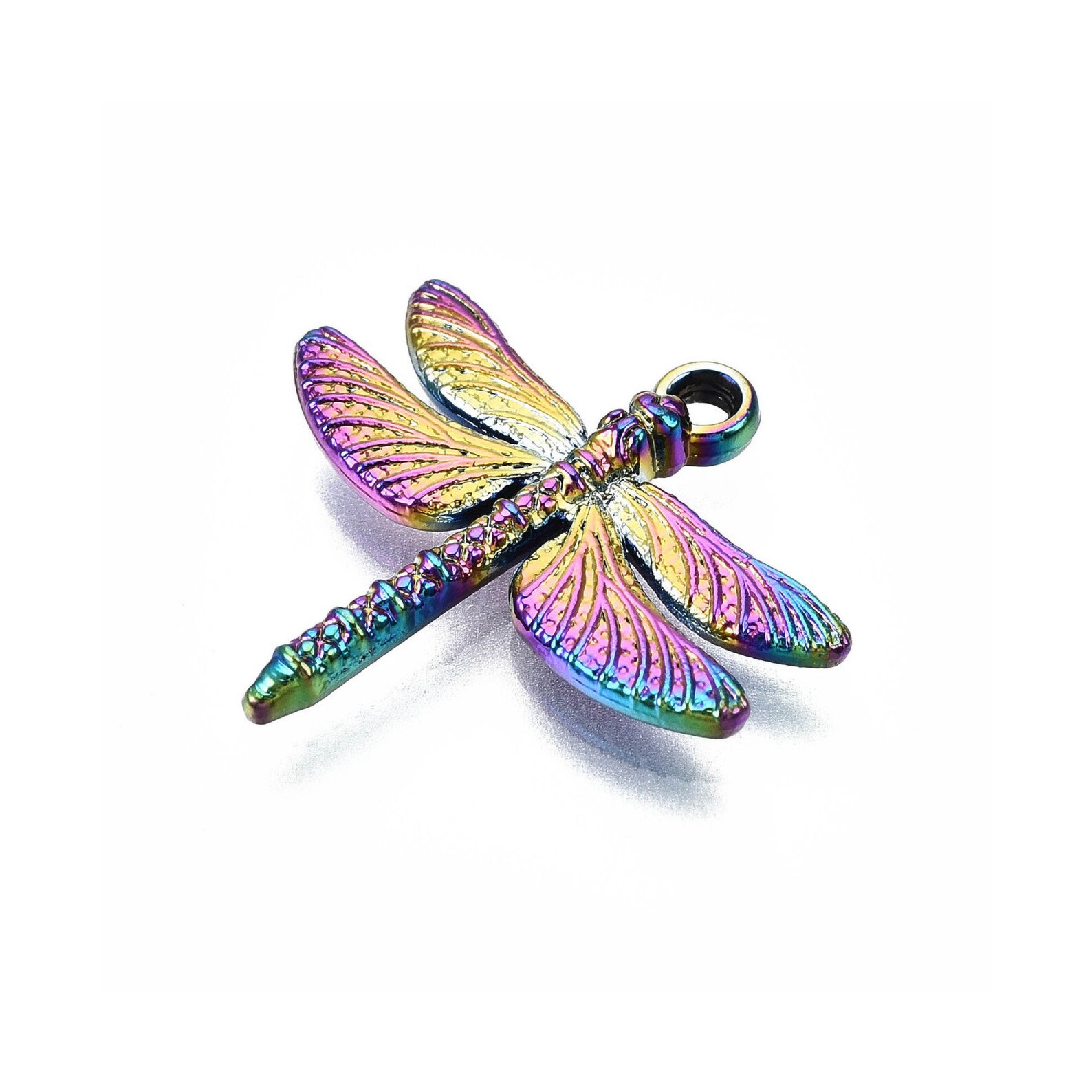 Rainbow Titanium Dragonfly Charm: Iridescent Metal Insect, 18.2mm - Etsy