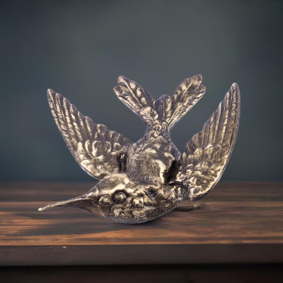 Large Antique Bronze Brass Hummingbird Focal: Detachable Wing Stamping ...