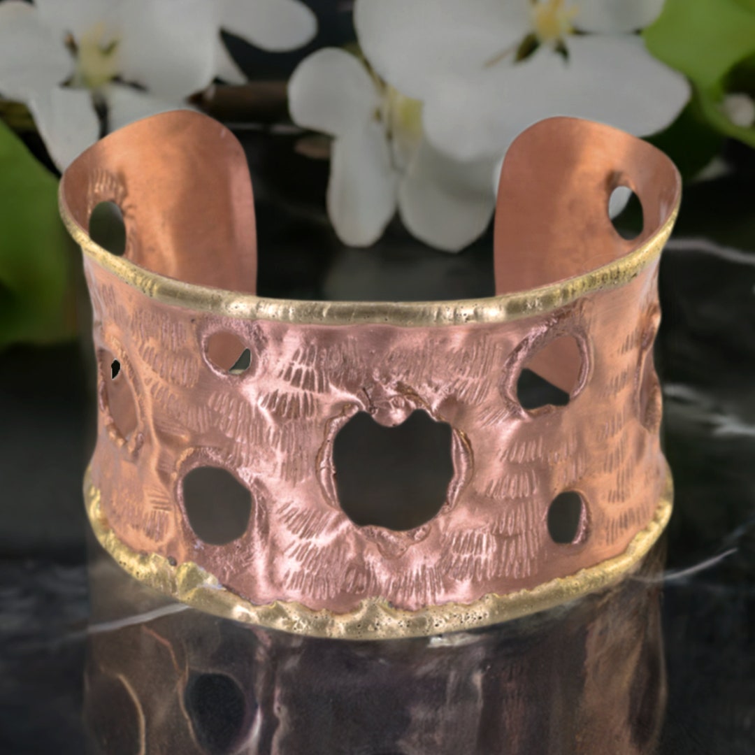 Solid COPPER & Brass Luxury Solid Copper Statement Cuff Bracelet With ...