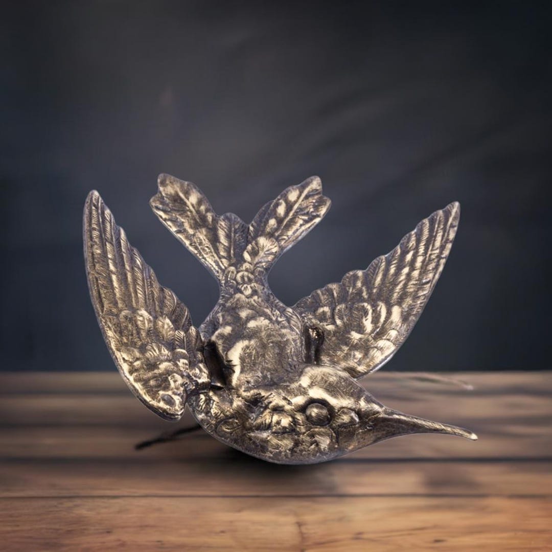Large Antique Bronze Brass Hummingbird Focal: Detachable Wing Stamping ...