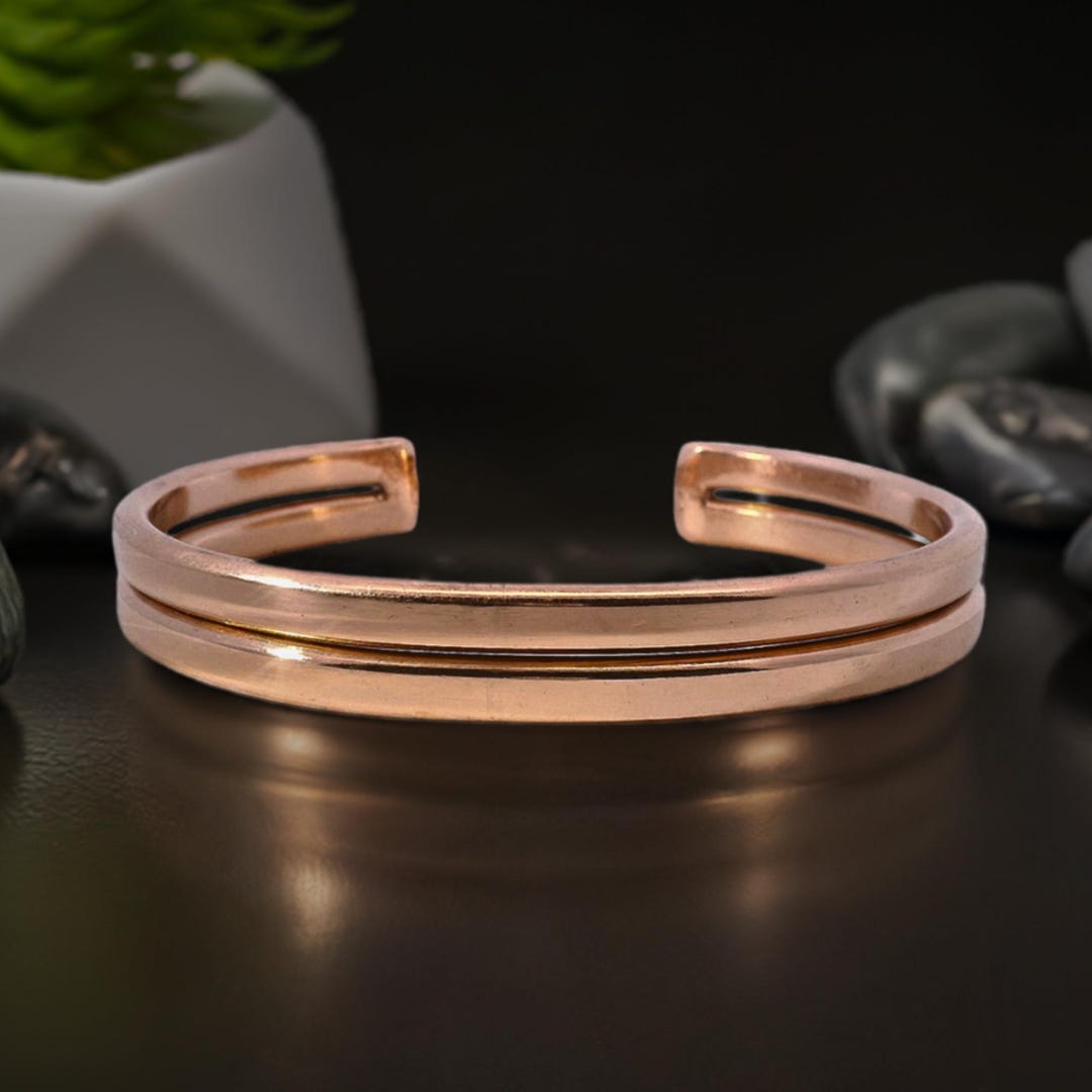 Father's Day Gift, EXTRA LARGE Heavy Double-row Copper Bracelet - Thick ...