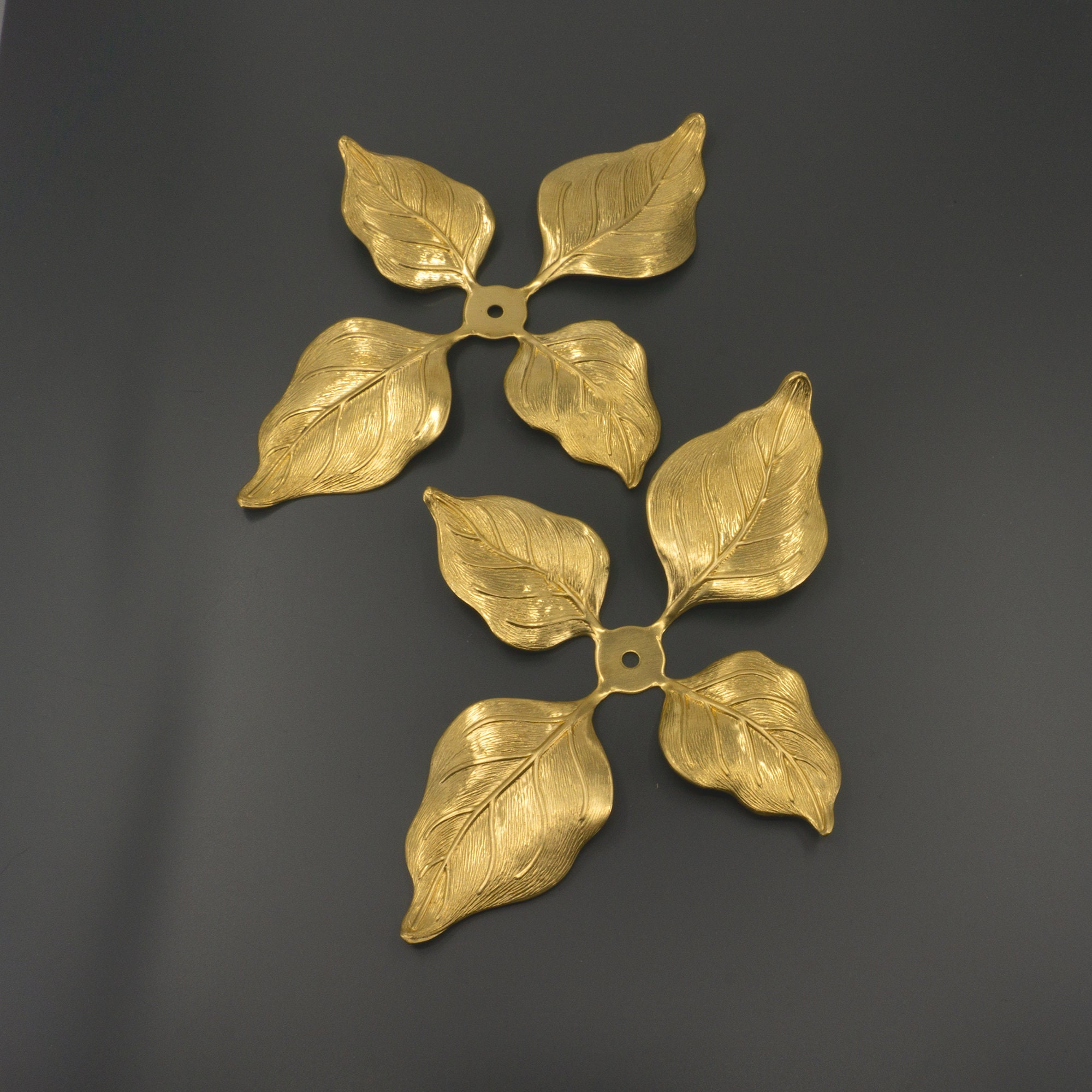 Brass Findings Brass Leaves Brass 4 Petal Leaves Brass Leaf - Etsy
