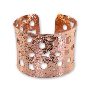 Solid COPPER Wide Cutout Copper Statement Cuff Bracelet, Pleated Cutout ...