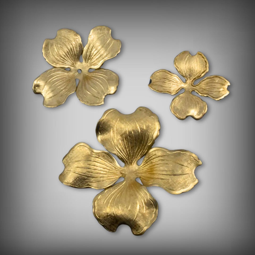 Raw Brass Dogwood Flower Focal: Jewelry Making Supplies - Etsy