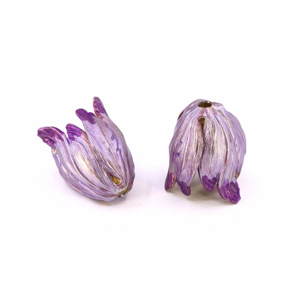 Hand Painted Tulip Bead Caps Fancy Hombre Artisan Bead Caps - Etsy