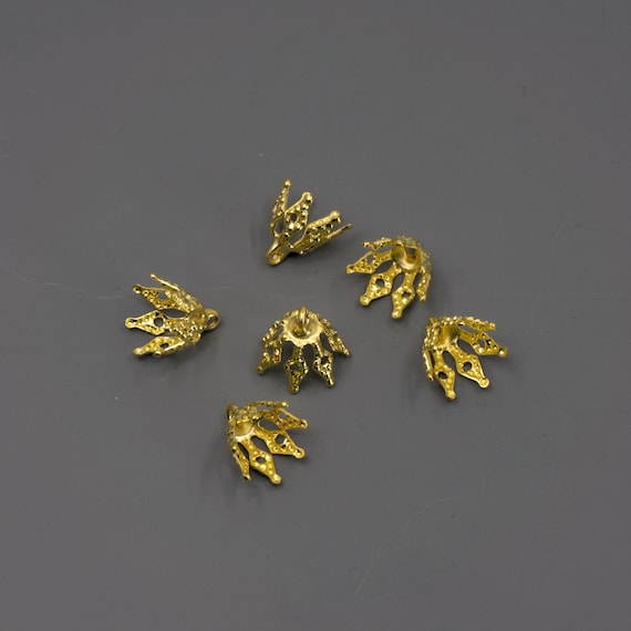 FILIGREE Bead Caps Brass Bead Cap With Loop Fancy Bead Caps | Etsy