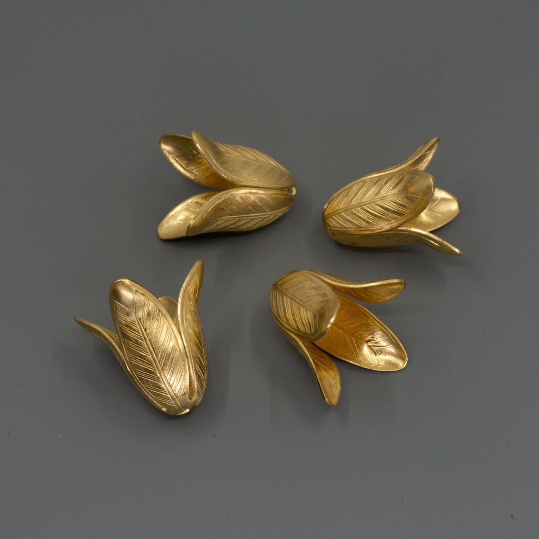 Brass Bead Caps, Brass Petals Bead Caps, Fancy Bead Caps, Textured Rose ...