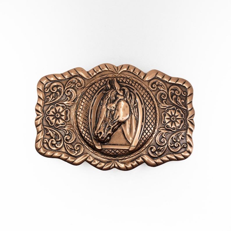 COPPER Belt Buckle Solid Copper HORSEHEAD Belt Buckle - Etsy