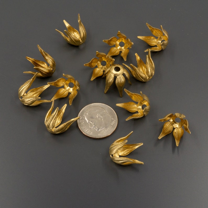 Brass Bead Caps Fancy Bead Caps Brass Pointed Bead Caps | Etsy