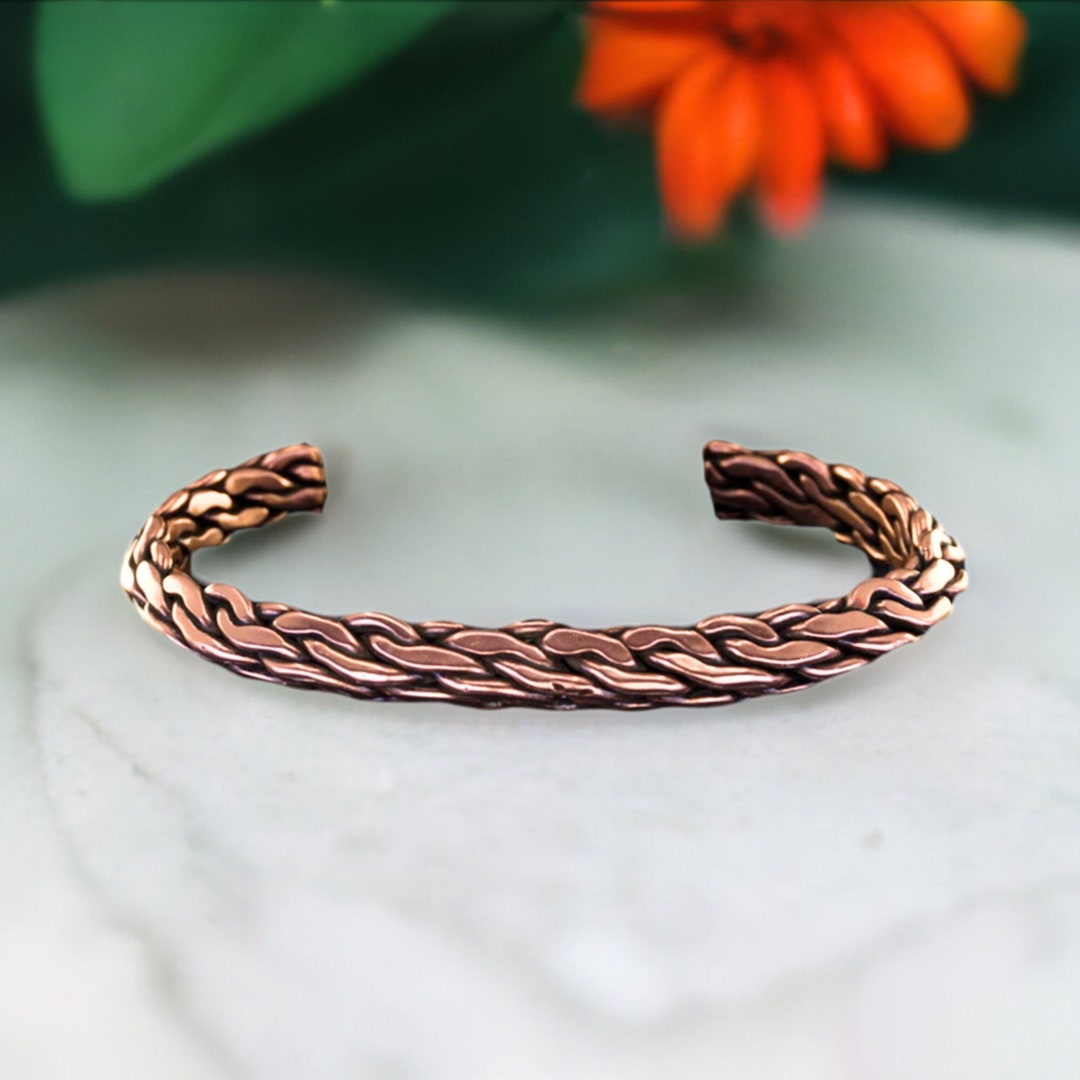 Heavy Rugged COPPER Bracelet for Men and Women, Braided Wire Solid ...