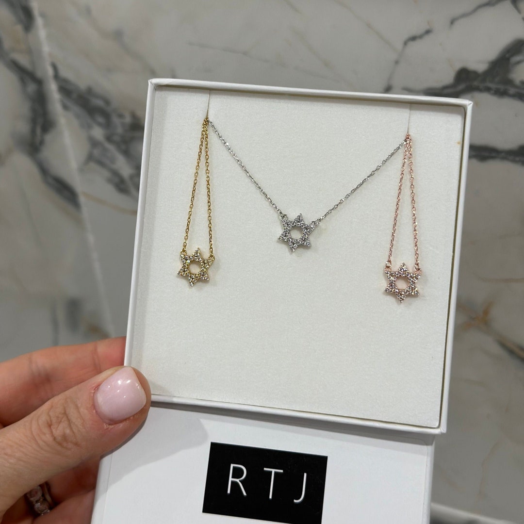 Jewish Star of David CZ Necklace Women - Minimalist Jewelry- Dainty ...