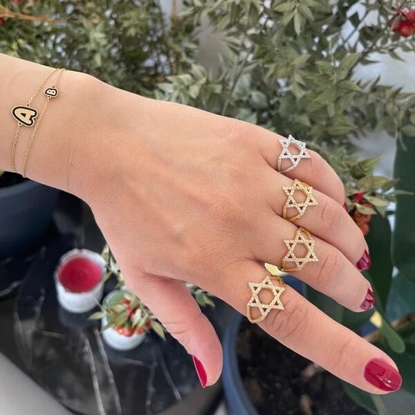 CZ Star of David Sterling Silver Ring Jewish Star Ring Dainty Jewelry ...