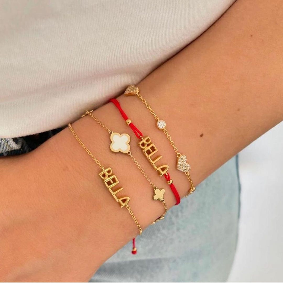 Bailey Bubble Letter Bracelet Custom Name Bracelet- Dainty Jewelry ...