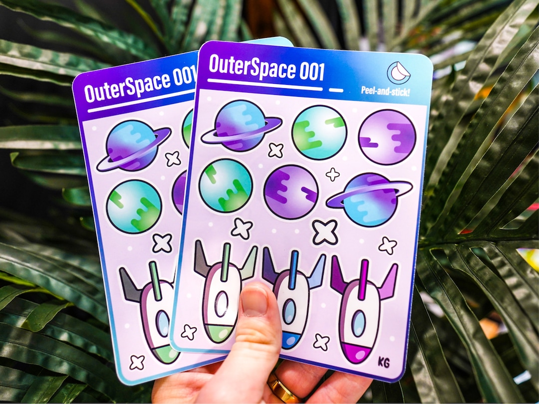 Mixed Space Sticker Sheet | Rocket Sticker Sheet | Modern Digital Art ...