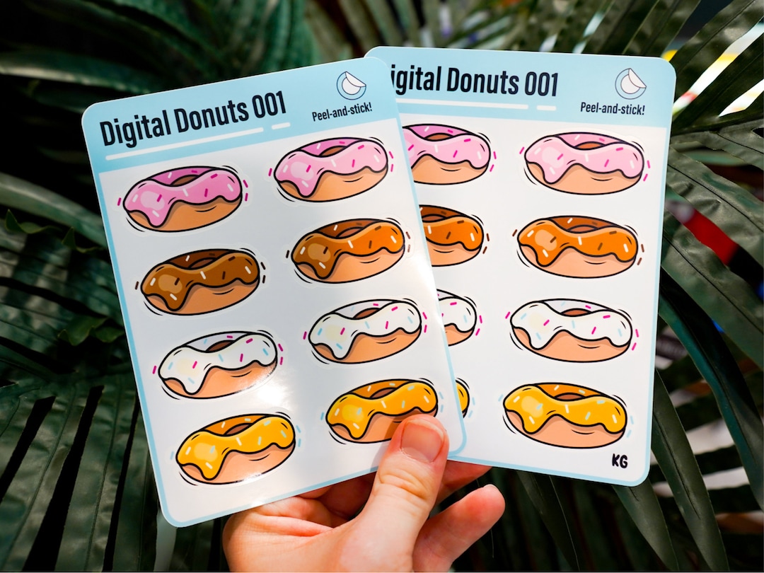 Mixed Donut Sticker Sheet | Cute Donut Sticker Sheet | Modern Digital ...