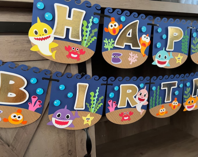 Baby Shark Birthday Banner/ Baby Shark Birthday Sign/ Baby Shark ...