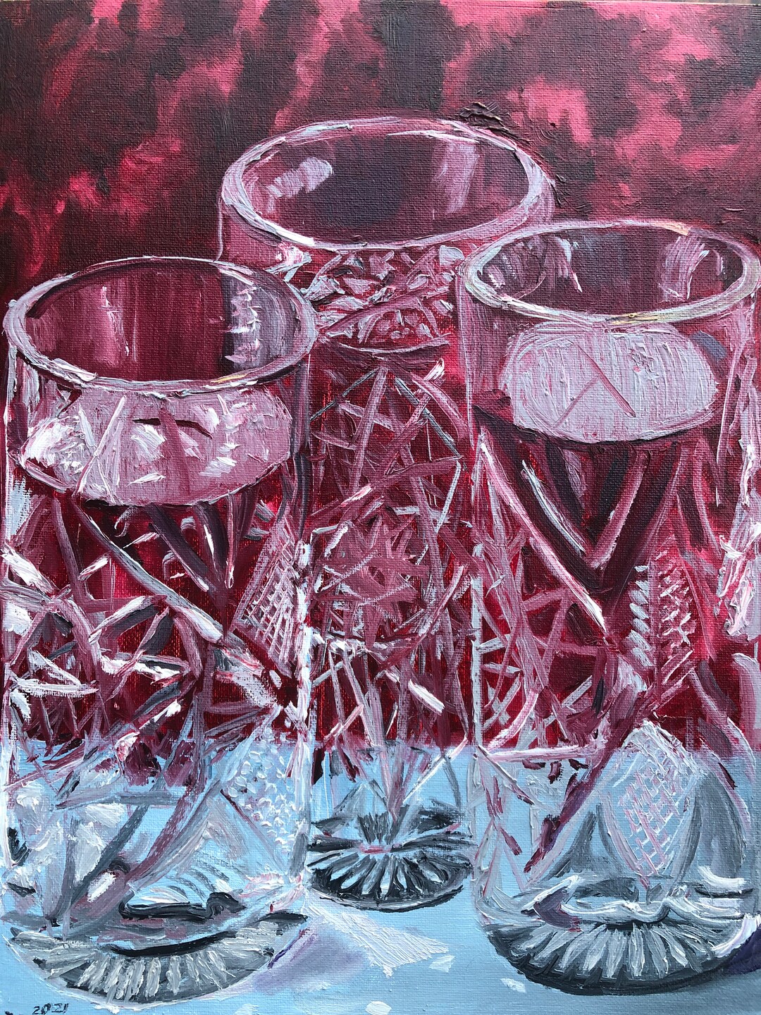 Still Life Glasses, in the Style of Janet Fish, Cut Glass and Water - Etsy