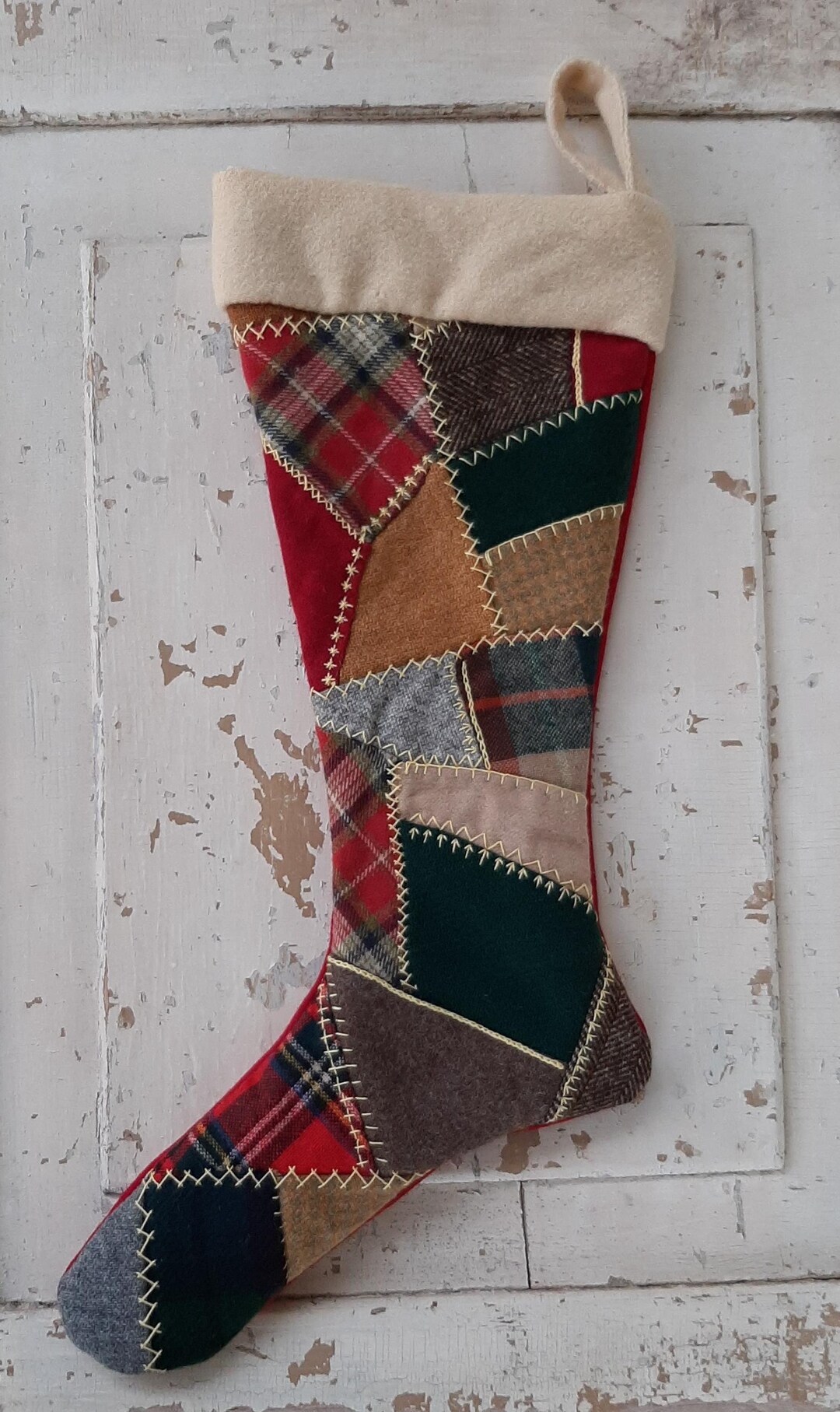 Classic Crazy Quilt Wool Christmas Stocking/wool Stocking/christmas ...