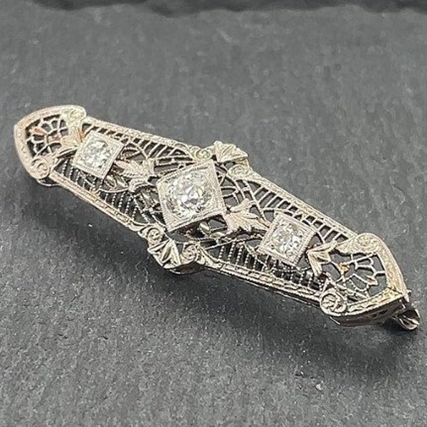Antique 14k Gold Diamond Pin - Etsy