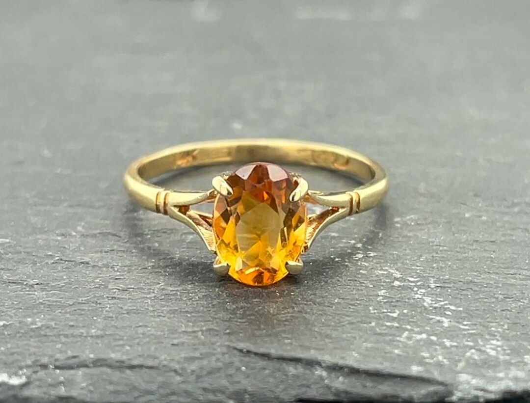 Vintage 14K Yellow Gold Citrine Ring Size 6 3/4 - Etsy