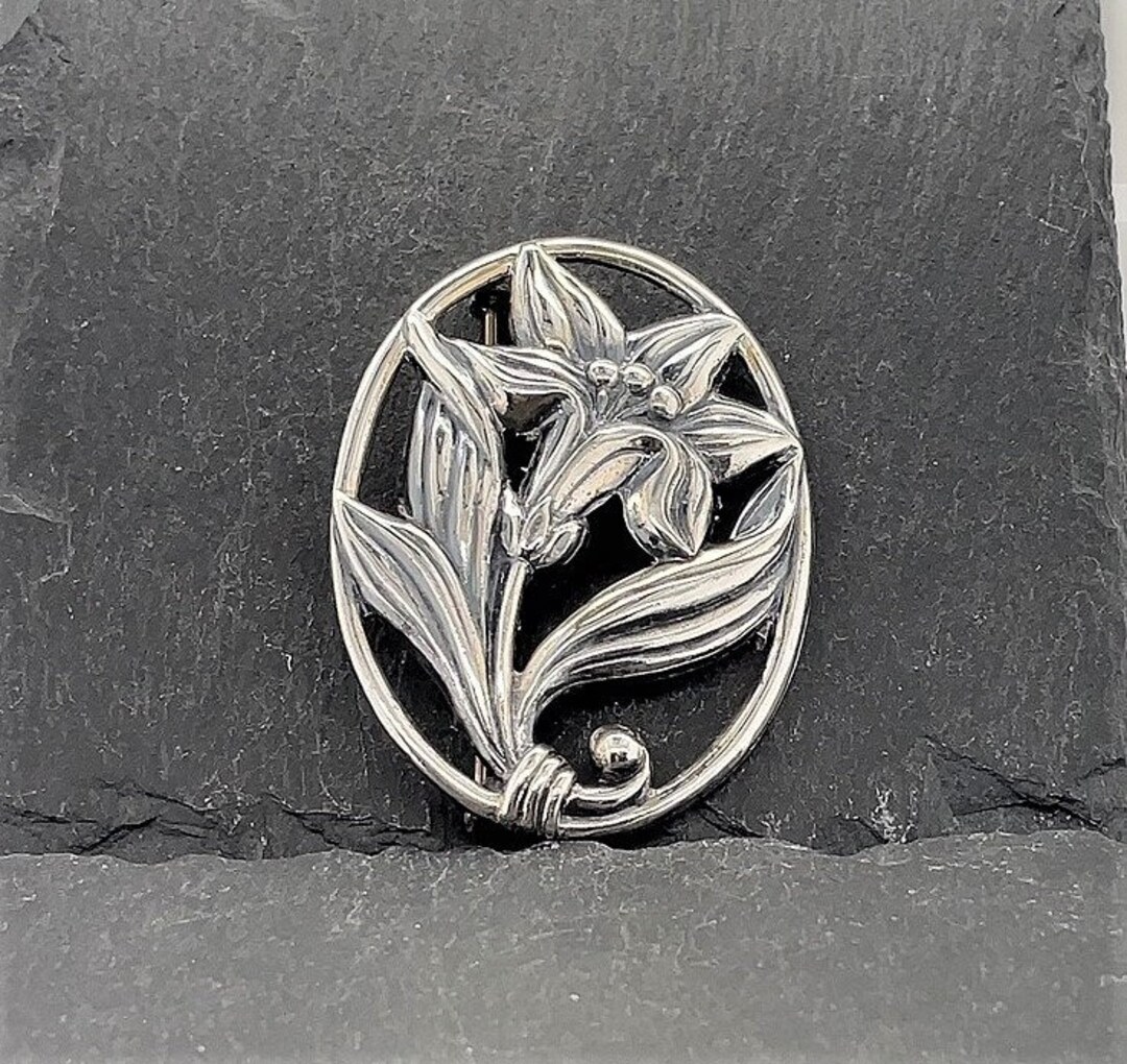 Vintage Sterling Silver Tiger Lily Brooch Signed DANECRAFT - Etsy