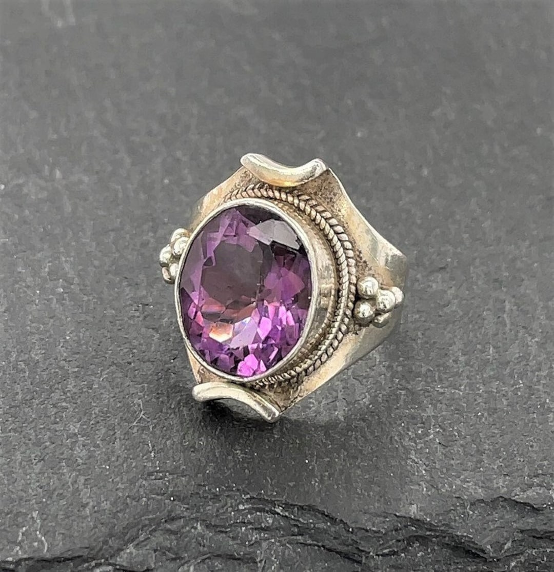 Vintage Sterling Silver and Amethyst Ring Size 5 1/4 - Etsy
