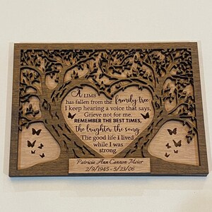 Memorial Tree / A Limb Has Fallen From Our Family Tree / Sympathy Gift ...
