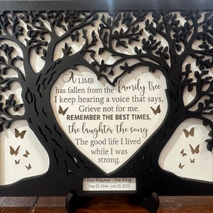 Memorial Tree / A Limb Has Fallen From Our Family Tree / Sympathy Gift ...
