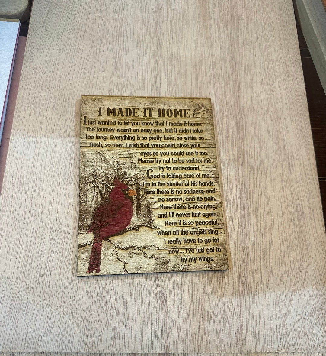 I Made It Home / Cardinal Poem Engraved / Bereavement Gift / Wall Art ...