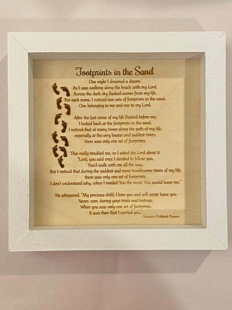 Footprints in the Sand Poem Engraved and Framed 8 X 8” or 10 X 12” - Etsy