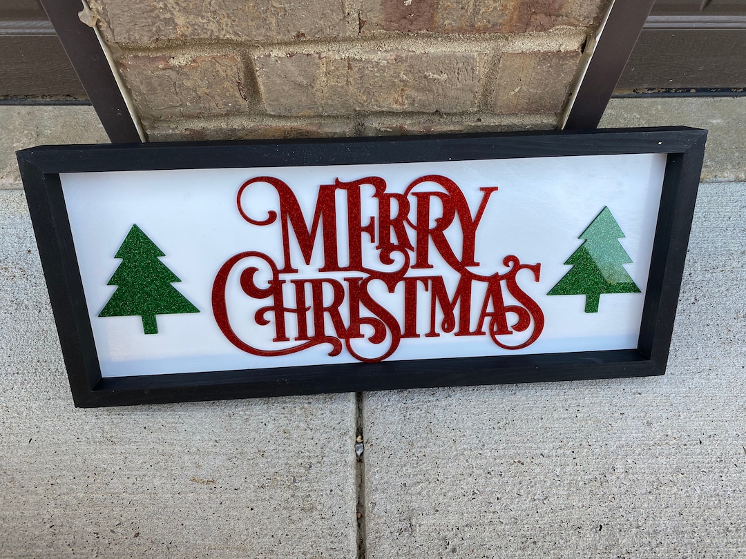 Merry Christmas Sign / Glitter Acrylic / 8 X 8 10 X 24 Frame / Shelf ...