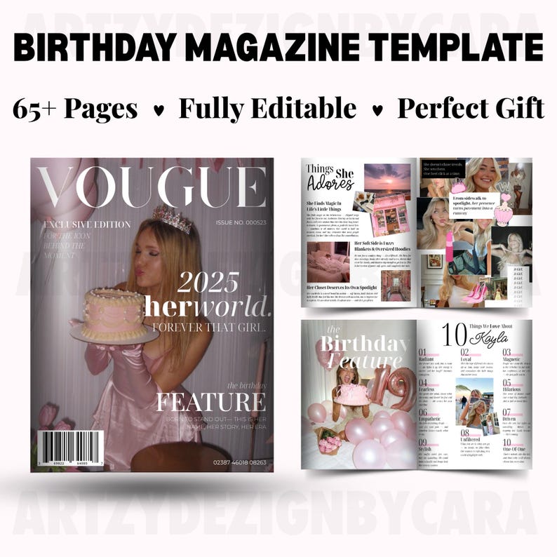 Custom Birthday Magazine Template DIY Photo Gift - Canva Editable ...